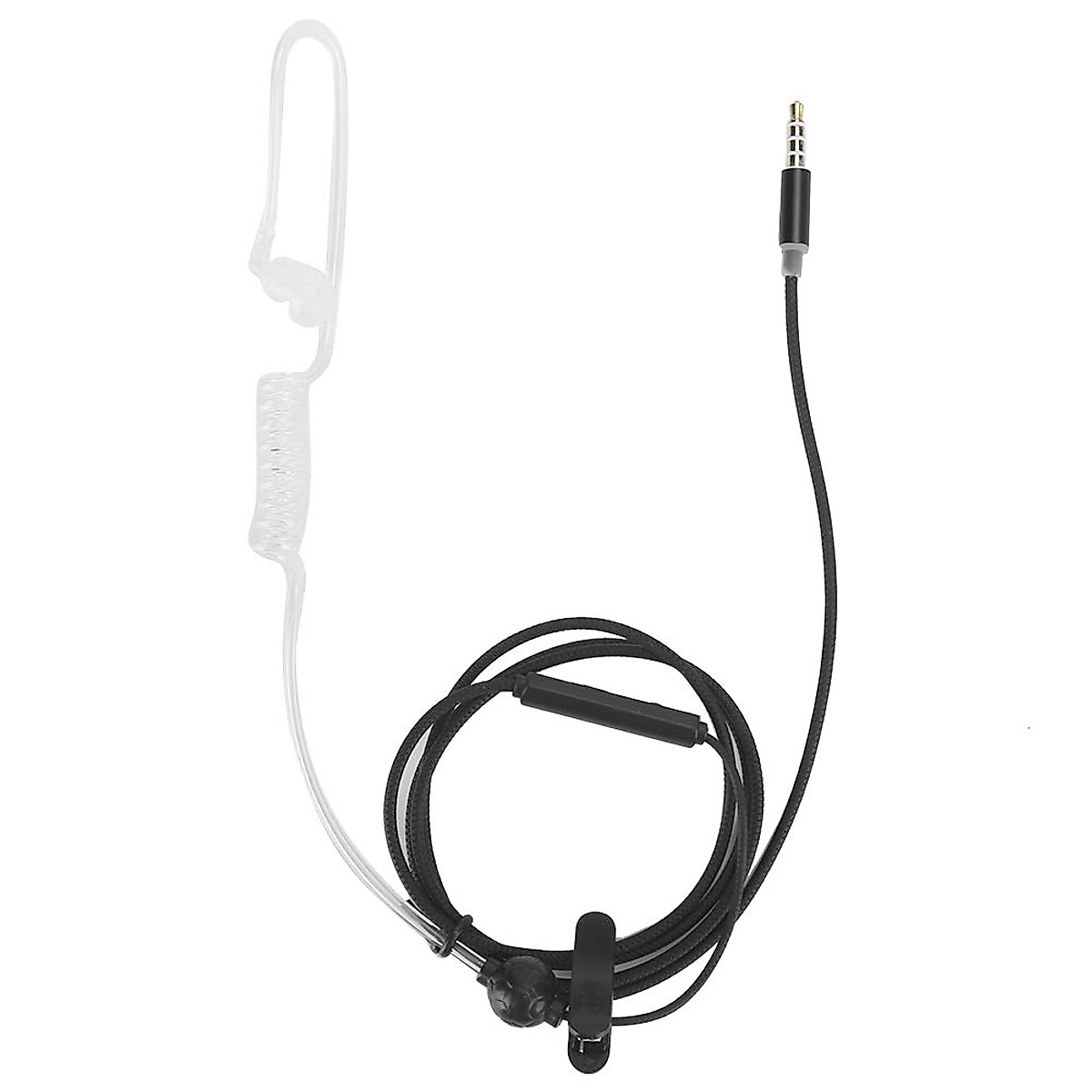 ASHATA 3 Sets Air Tube Headset, Single Earbud, 3.5mm Anti Radiation Noise Reduction Wire Control Headphone with Mic,Air Tube Acoustic Earbuds with Collar Clip