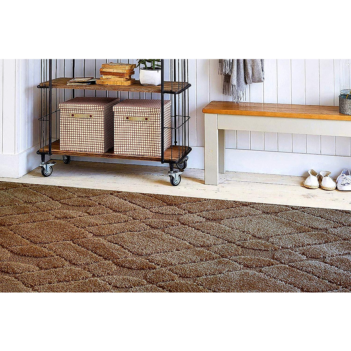 Custom Size Hallway Runner Rug Trellis Brown Color 31 inch Wide Select Your Length Non-Slip (Skid Resistance) Rubber Backing 13 feet x 31 inch (Color Options Available)