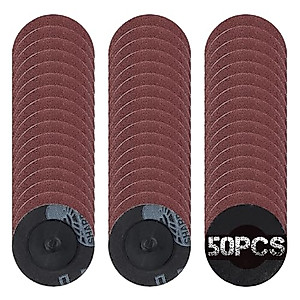SPEEDWOX 50Pcs 2" 120 Grit Roll Lock Quick Change Discs Aluminum Oxide Coated Die Grinder Accessories Aluminum Oxide Sandpaper Disc Roll Lock Sanding Discs Quick-Change Sanding Discs