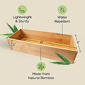 JUJO Bambooware - Bamboo Bathroom Tray, Bathroom Tray Organizer Bamboo Bathroom Accessories, Waterproof Vanity Tray, Bathroom Trays for Toiletries, Perfume, and More, Large, 15 x 6 x 3 in, Natural