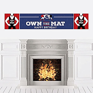 Big Dot of Happiness Own the Mat - Wrestling - Happy Birthday Decorations Party Banner