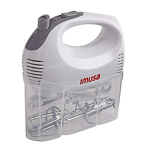 IMUSA USA Hand Mixer with Case 5-Speed ,White, Small