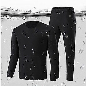 Winter Electric Heated Underwear Set Motorcycle Clothing Women Fleece Thermal Tops Pants 22 Area Ski Heating Body Suit,Black,L(Bust:88cm)