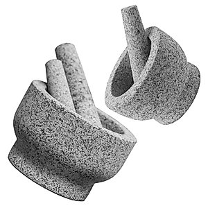 ChefSofi Mortar and Pestle Sets - The Standard 6 inch 2 Cup and The EXTRA Large 8 inch 5 Cup Capacity - Unpolished Heavy Granite for Enhanced Performance and Organic Appearance
