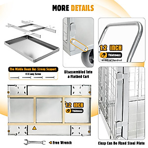 Platform Truck Cart with Cage 4-in-1 Heavy Duty Push Cart Dolly Load 1800LBS W/Swivel Casters, Multipurpose Heavy-Duty Platform Hand Truck Dolly Flatbed Cart for Grocery/Stall/Storage (39" x24")