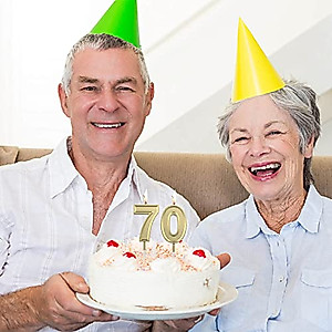 IBLESSU 10Pcs Numeral Birthday Candles - Glitter Candles for Cake and Cupcake, Number 0-9 Candles Topper Decorations for Anniversary Birthday Party - Kids, Adults(Champagne)