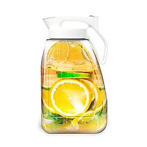 Pratico Kitchen SnapPour Water, Juice, and Beverage Pitcher, Made in Japan, 3.2 qt, 102 oz, White