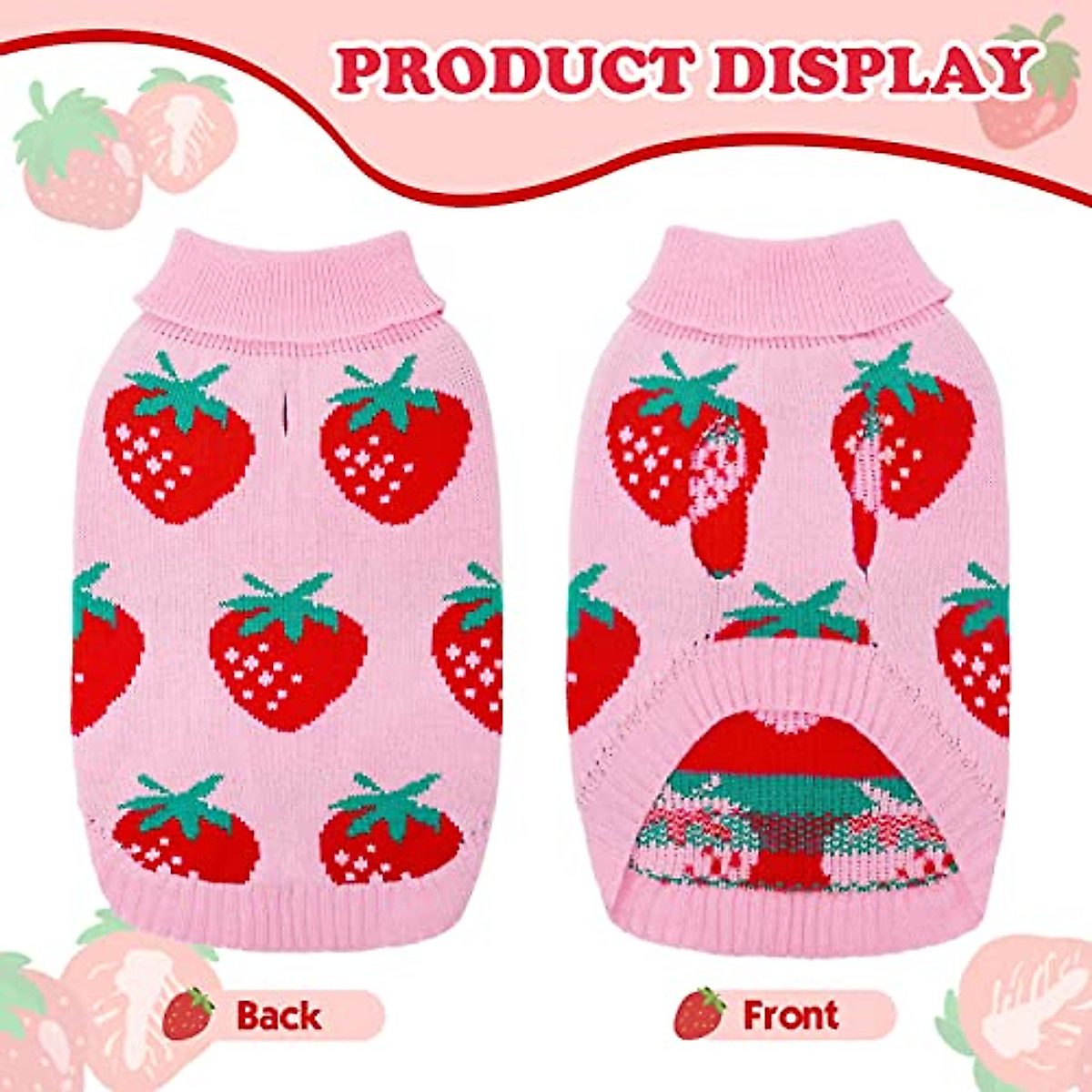 SCIROKKO Dog Sweaters for Small Dogs - Cute Girl Dog Clothes Knitwear Warm Puppy Winter Sweater, Pink Strawberry