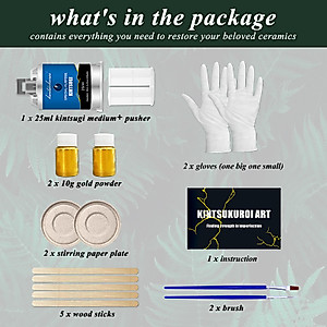 Kintsugi Repair Kit Gold, Japanese Kintsugi Kit to Improve Your Ceramic, Repair Your Meaningful Pottery with Gold Powder Glue, Perfect for Beginners Restoring Meaningful Gifts