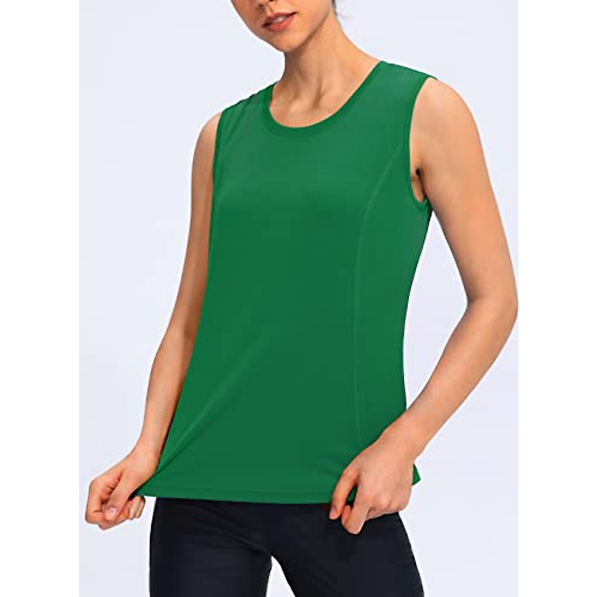 YYV Women's Workout Tank Tops Lightweight Sleeveless Shirts for Women Loose Fit Tops for Athletic Running Tennis Yoga (Green Small)