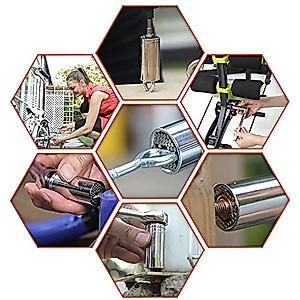 Universal Socket 7 to 19mm, Christmas Stocking Stuffers for Men Universal Socket Set with Wrench Power Drill Adapter - Best Gifts for Handyman Men Husband Father Boyfriend Him (Silver)