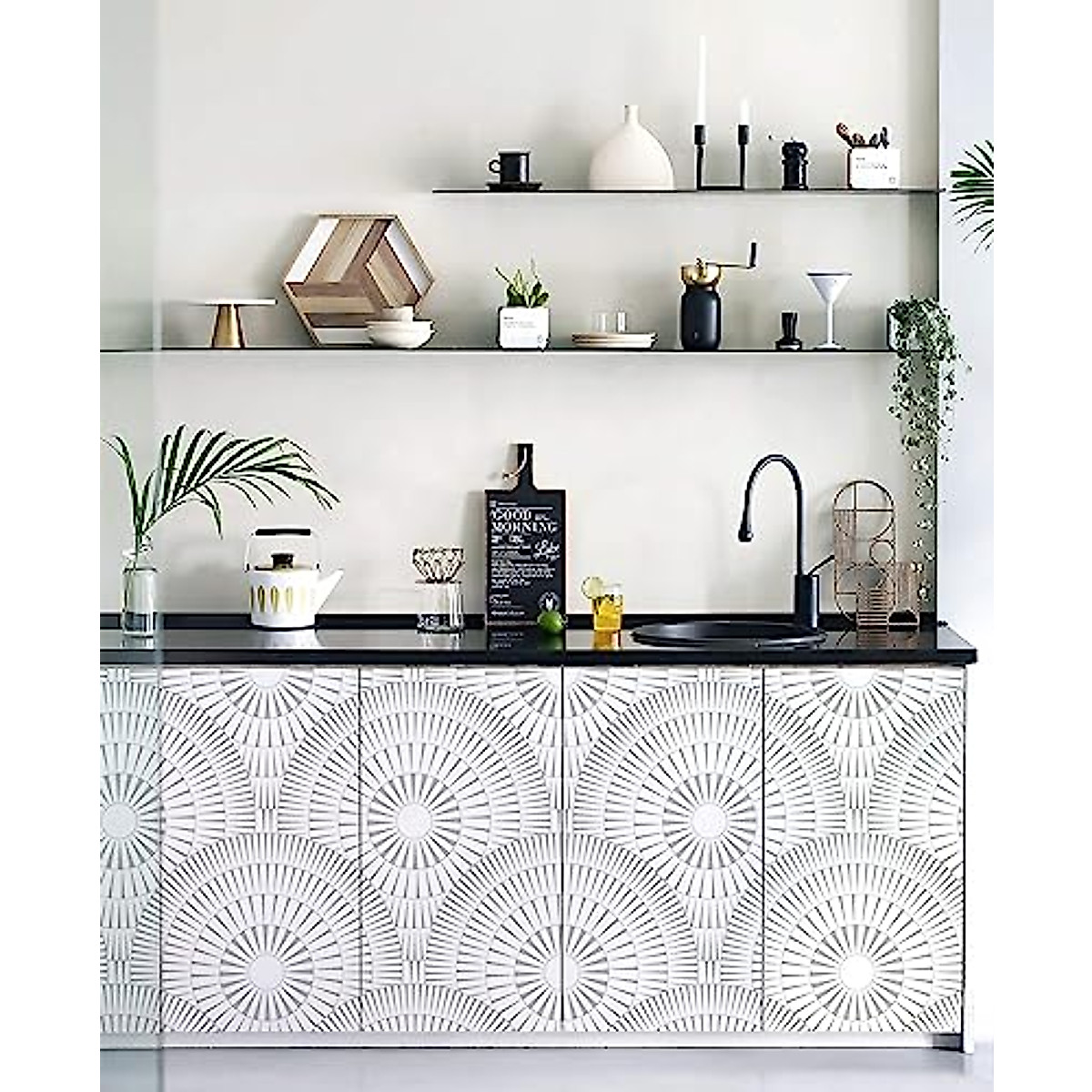 Heroad Brand 17.3"x118" Peel and Stick Wallpaper White Circle Wallpaper Modern Geometric Wallpaper White Contact Paper for Cabinets Waterproof Self Adhesive Removable Wallpaper Thicken Retro Wallpaper