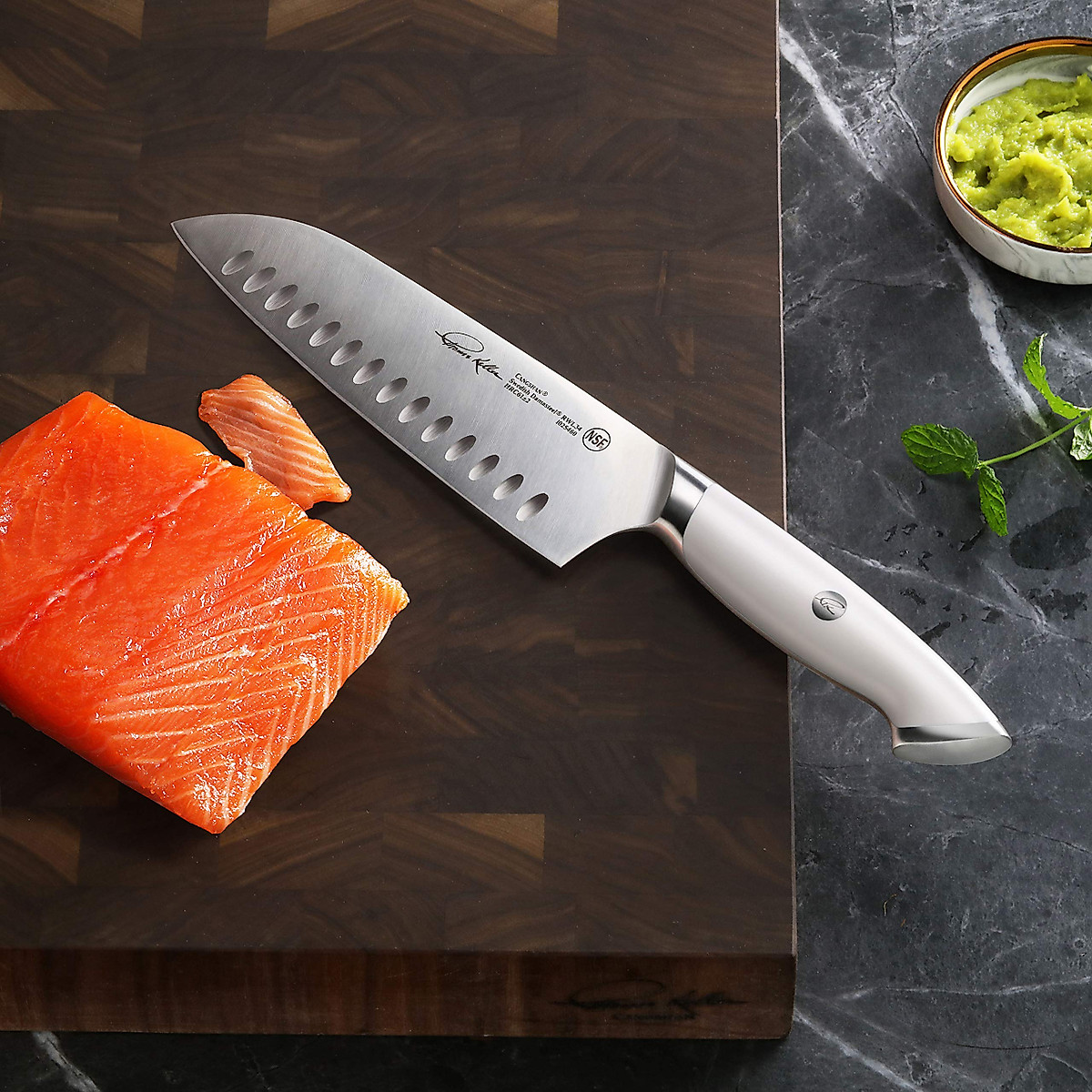 Cangshan Thomas Keller Signature Collection Swedish Powder Steel Forged, 7-Inch Santoku Knife, White