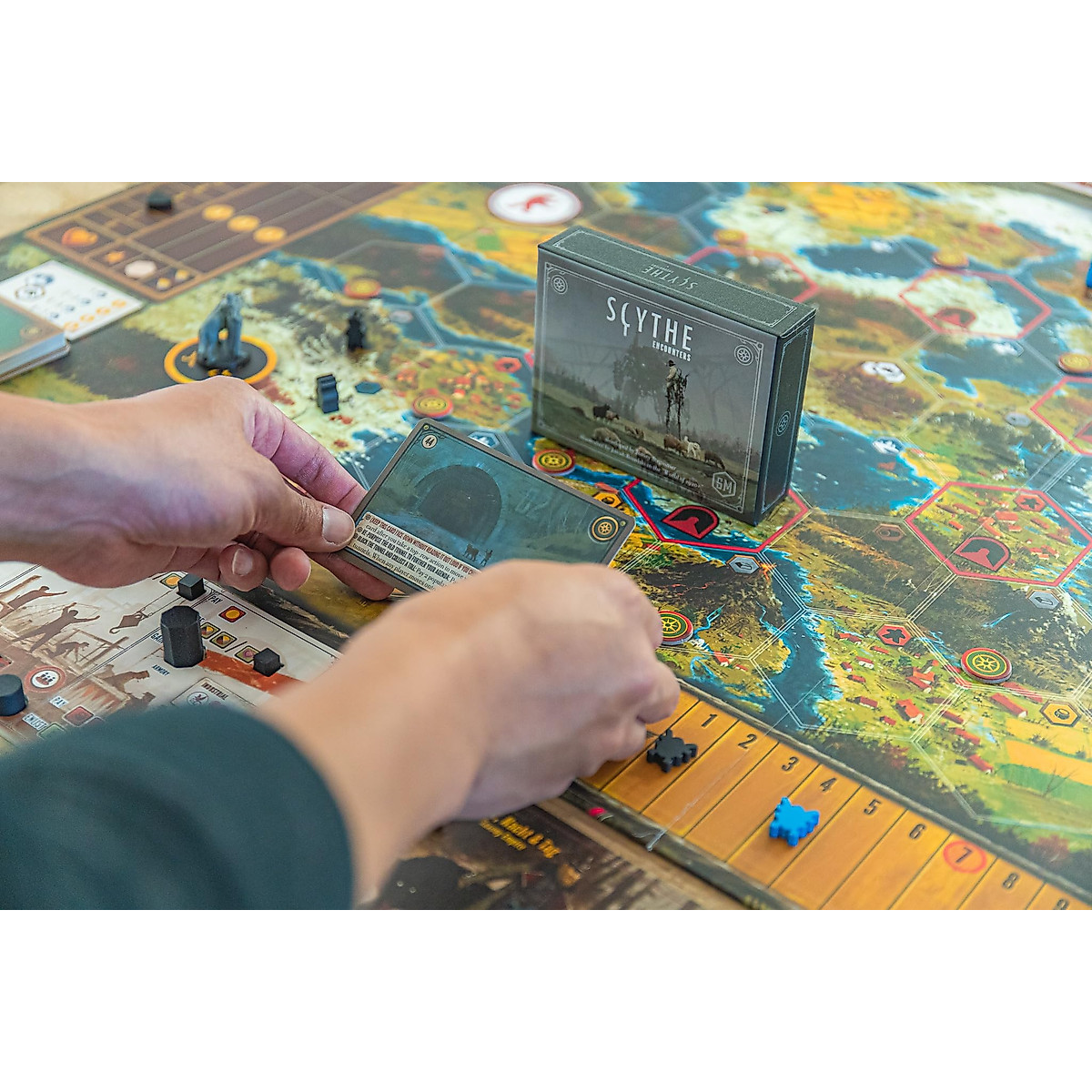 Stonemaier Games: Scythe Encounters Expansion | Add to Scythe (Base Game) | 32 New Encounter Cards | Ages 14+, 1-5 Players, 115 Mins