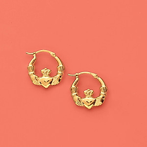 Ross-Simons 14kt Yellow Gold Claddagh Hoop Earrings