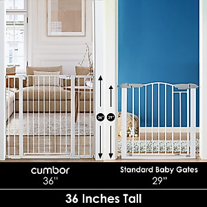 Cumbor 36" Extra Tall, 29.7"- 46" Width Baby Gate for Dogs and Kids & Cumbor 30.5" Tall 29.7-46" Width Dog Baby Gate for House, Stairs, Doorways