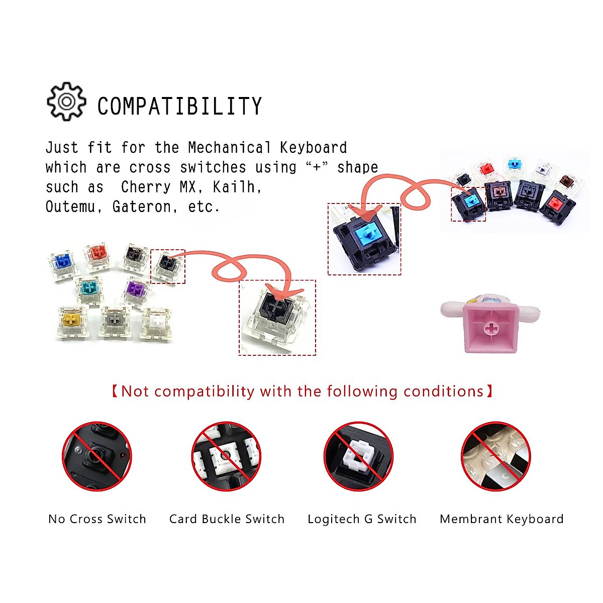 Eeevee Keycaps Japanese Anime White Cute Key Caps，Compatible with Cherry MX Switches Custom Gaming Mechanical Keyboard（Eeevee）