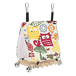 Yuehuamech Bird Nest Parrot Hammock Hanging Cage Tent Winter Warm Parrot Cage Swing Cave House Bed Hut Tent for Parakeet Cockatiels Budgies Cockatoo Canary (Colorful Forest)