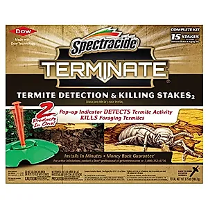 Spectracide Terminate Termite Detection & Killing Stakes, Kills Foraging Termites, Detects Termite Activity, 15 Count