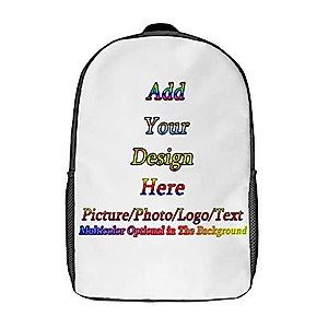 Custom Laptop Backpack Customized Personalized Picture/Text Photo Travel Knapsack, Unisex Men Women Casual Backpack, 17"