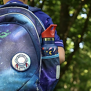 JEELA SPORTS Kids Water Bottle Stainless Steel with Straw -12 oz- Leak Proof & Double Wall Vacuum Kids Insulated Water Bottle, Toddler Water Bottles Kids, Pink