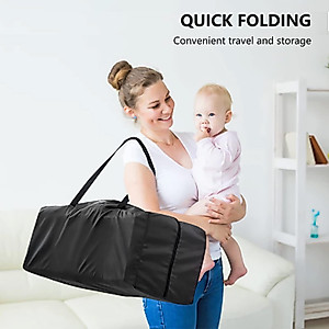 Kinder King 3 in 1 Portable Baby Playard, Foldable Pack n Play, Nursery Center for Infant & Toddler, Removable Mattress, Newborn Changing Table, Travel Bag, Toy Bar, Storage Basket, Black