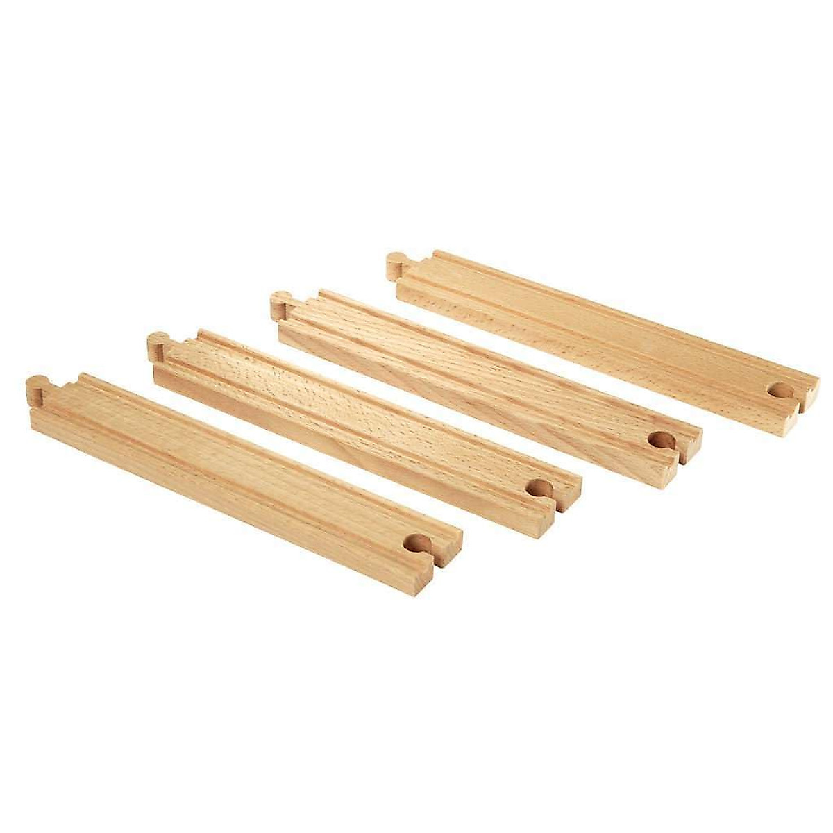 BRIO World 33341-4 Piece Long Straight Wooden Train Tracks | Expandable & Compatible Railway Set | Engineered for Kids Ages 3 and Up | FSC Certified Materials