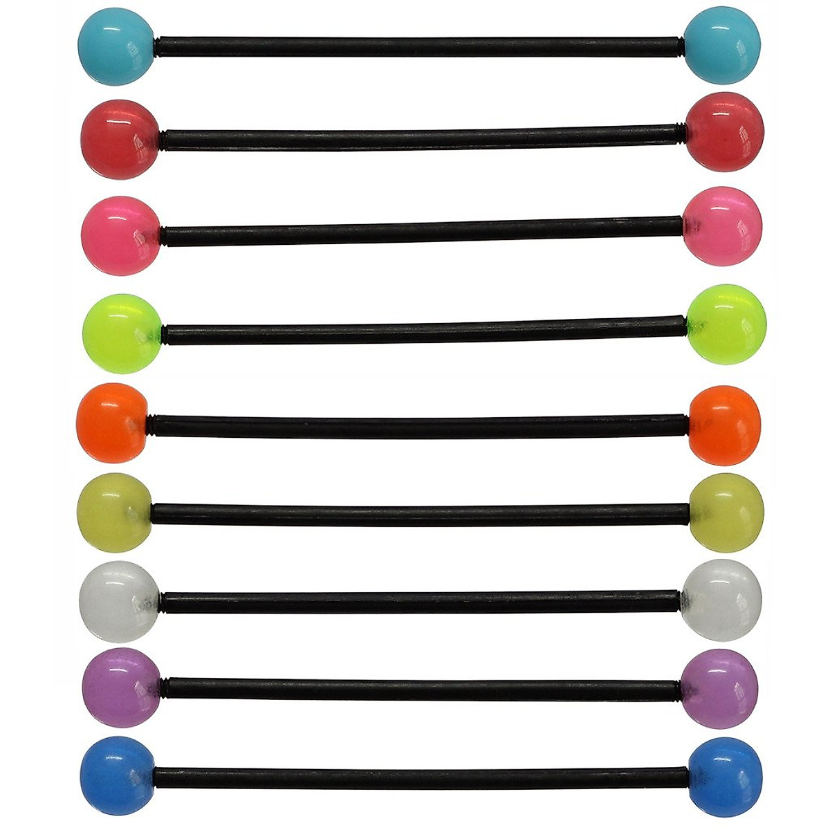 Oasis Plus 9pcs 14G 2 Inch Glow in The Drak Industrial Barbell Pregnancy Sport Maternity Navel Belly Button Ring