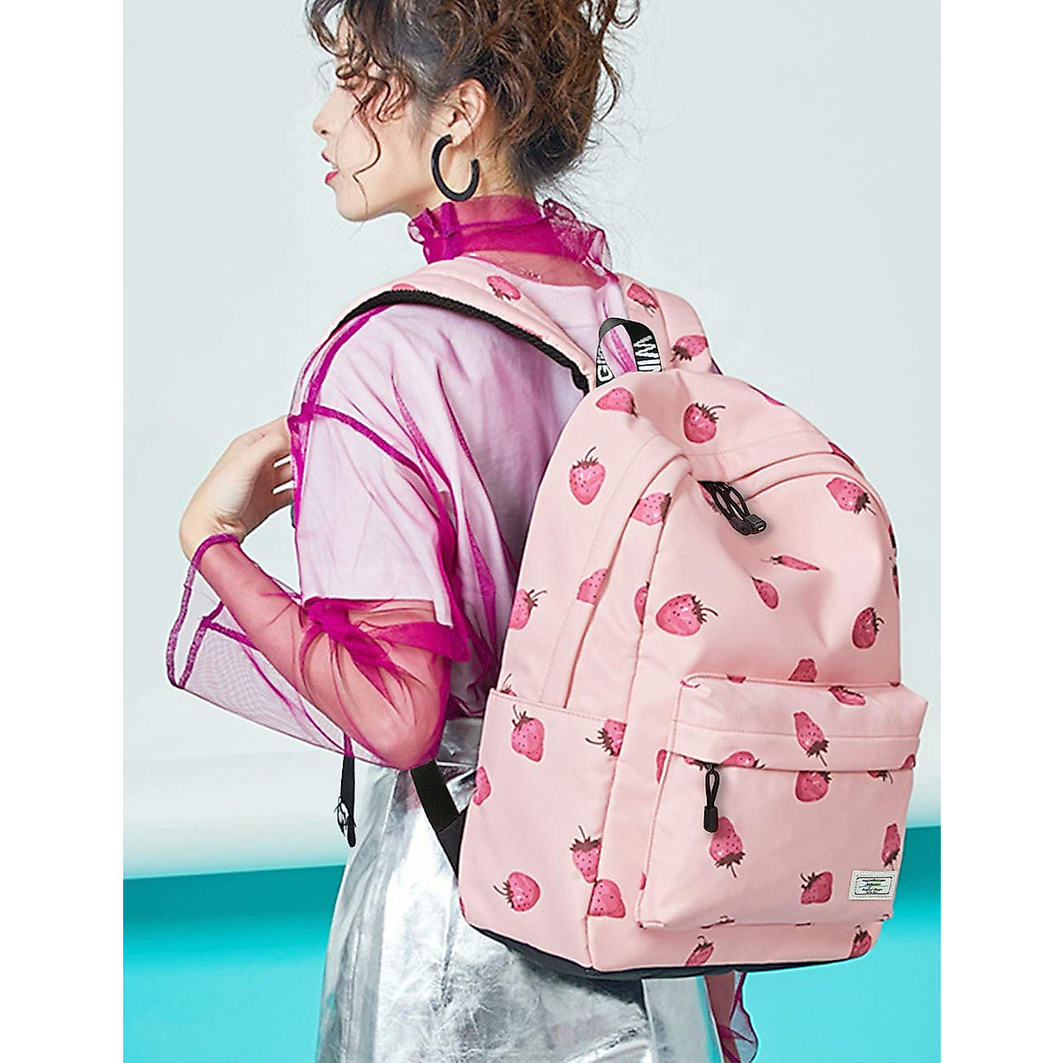 mygreen School Bookbags for Girls, Cute strawberry Backpack College Bags Daypack Travel Bag Pink-Medium