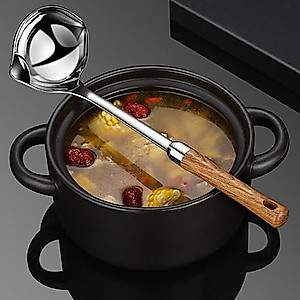 Luxshiny Oil Separator Soup Ladle, Stainless Steel Gravy Food Fat Separator Skimmer Spoon Grease Strainer Separater for Home Kitchen and Cooking