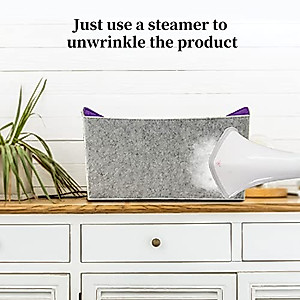 MYCOQU Felt Foldable Storage Basket, Storage Basket with Carry Handles, Toy Storage Box, Book Felt Storage Bin, Laundry Basket, Sundries Storage Bins, for Office/Bedroom/Kitchen (Purple)