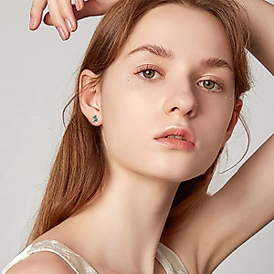 Hat Earrings for Women 925 Sterling Silver St Patrick Day Green Hat Stud Earrings with Cubic Zirconia Good Luck Symbol Jewelry for Mother's Day