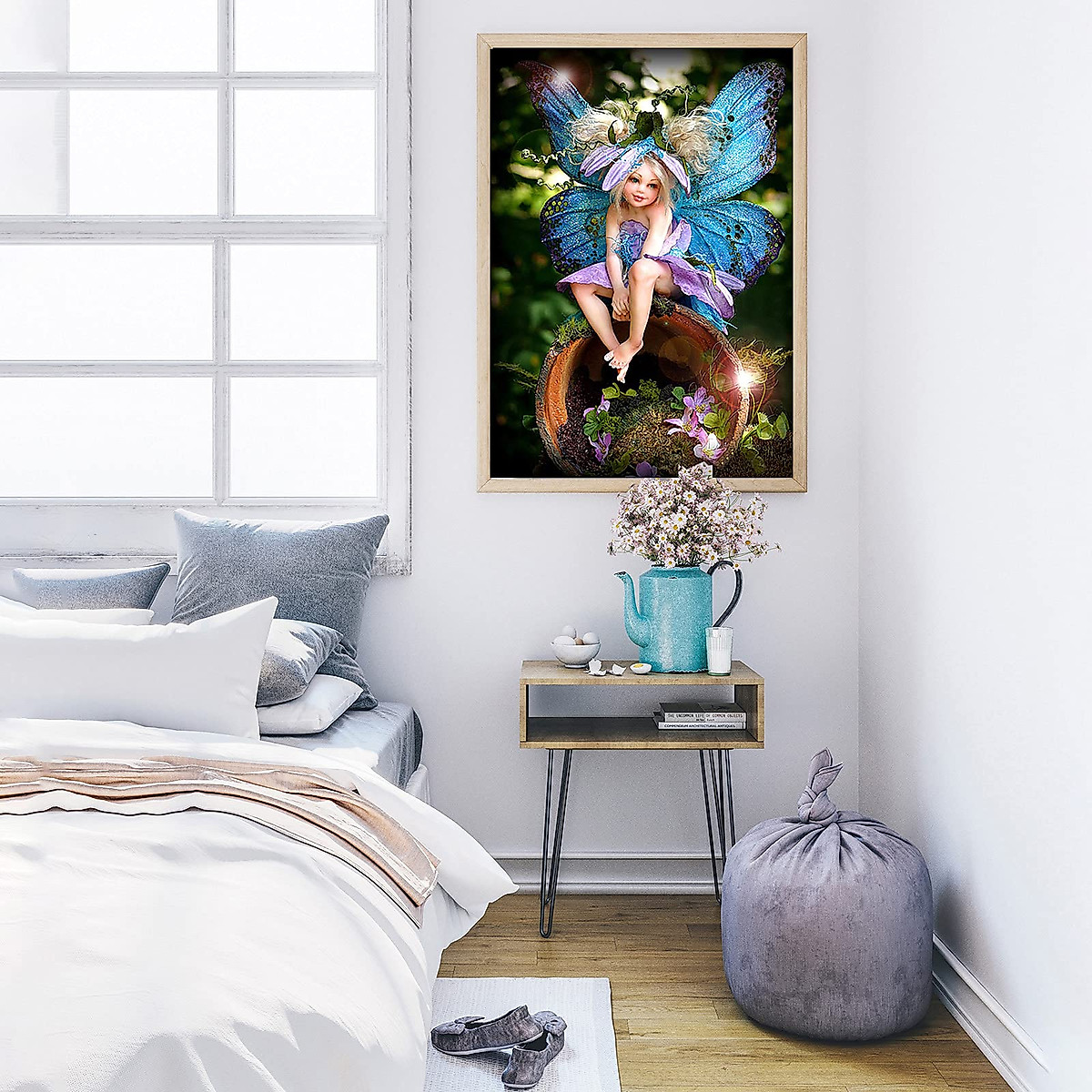 FEGAGA 5D Diamond Painting Cartoon Character Angel Girl Kit for Adults Diamond Art Cartoon Character Painting by Number Kits Gem Art Wall Home Decor(11.8 x15.7 inch)