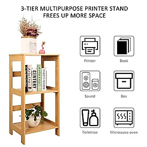 Bookcase Shelf 3 Tier, Small Bookshelf Organizer for Bedroom, Narrow End Table Side Table with Storage Shelves for Books Home Office, Chestnut