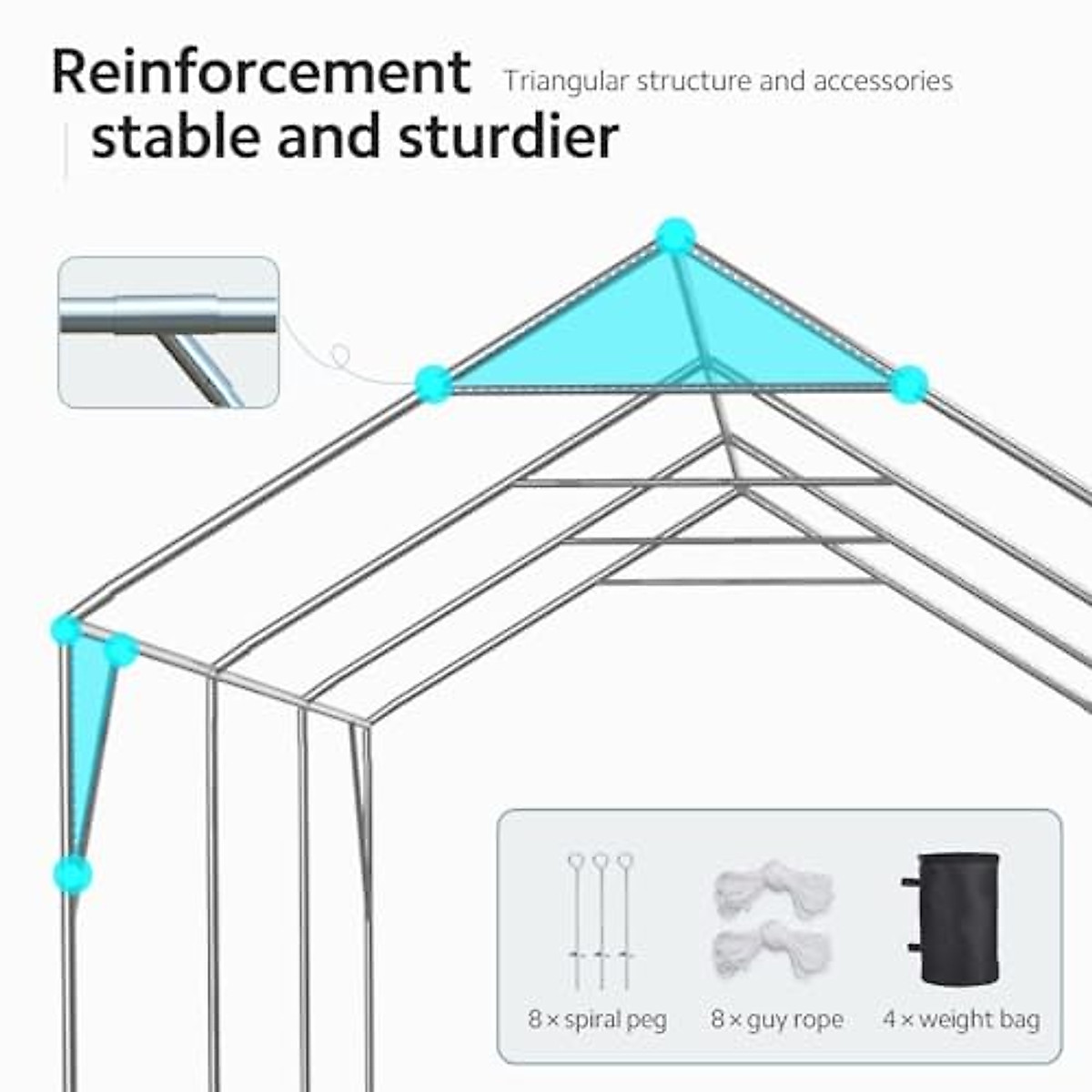 ADVANCE OUTDOOR 12x20 ft Heavy Duty Carport Car Canopy Garage Boat Shelter Party Tent, Adjustable Peak Height from 9.5ft to 11ft, Silver Gray