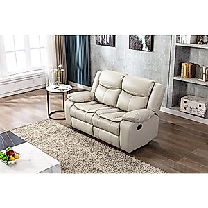 Familymill Breathable Leather Manual Reclining Loveseat for Living Room