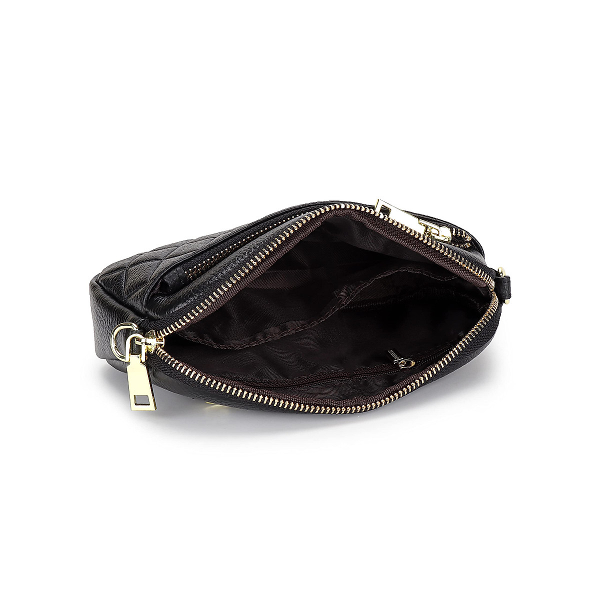 SINGBO Triple Zip Crossbody Handbag for Women Leather Crossbody Purse with Adjustable Shoulder Strap