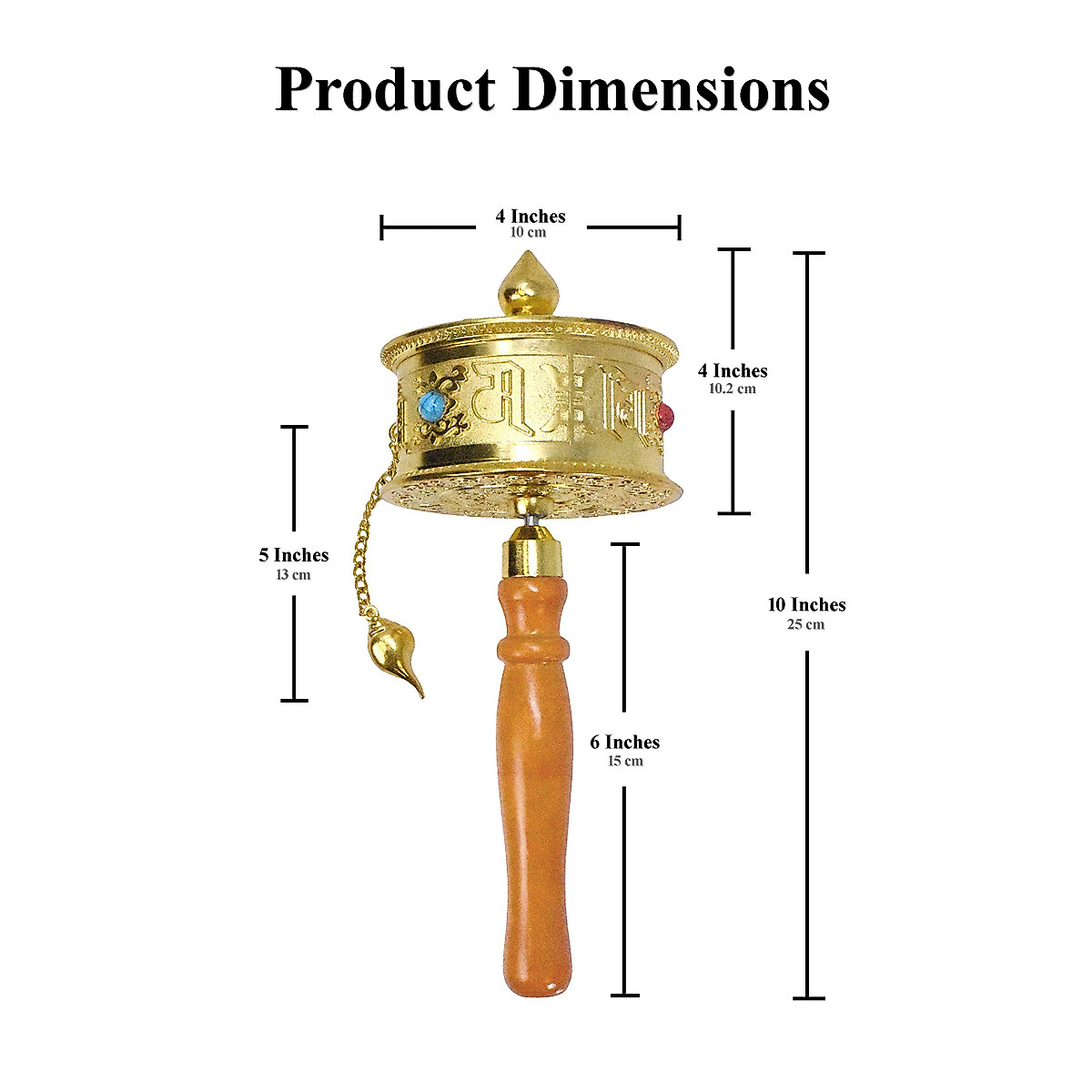 Hand Held Tibet Prayer Wheel – Tibetan Prayer Wheel Handheld Spinning Wheel with Dharma Wheel Om Mani Padme Hum for Gifts Nepal Decor by Mudra Crafts