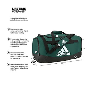 adidas Unisex Adult Defender 4 Medium Duffel Bag, Team Dark Green, One Size
