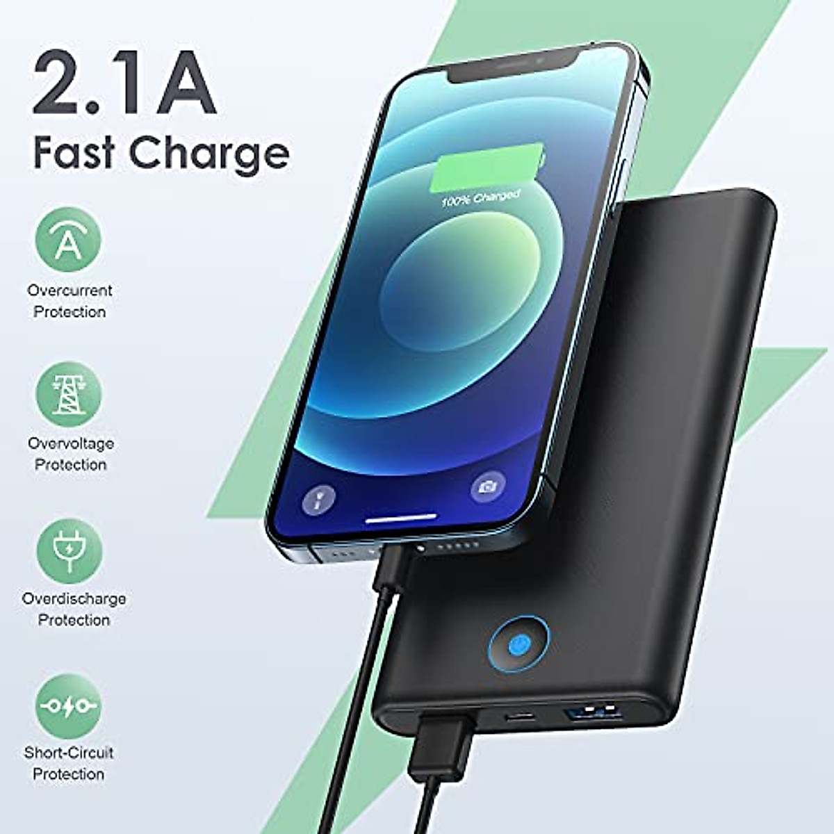 FOCHEW Portable Charger, 2-Pack 20000mAh Power Bank Ultra Slim Fast Charging External Battery Pack with Dual USB Outputs Compatible with iPhone 13/12 Pro/12/11/XR/X, Samsung S20, Tablet etc.