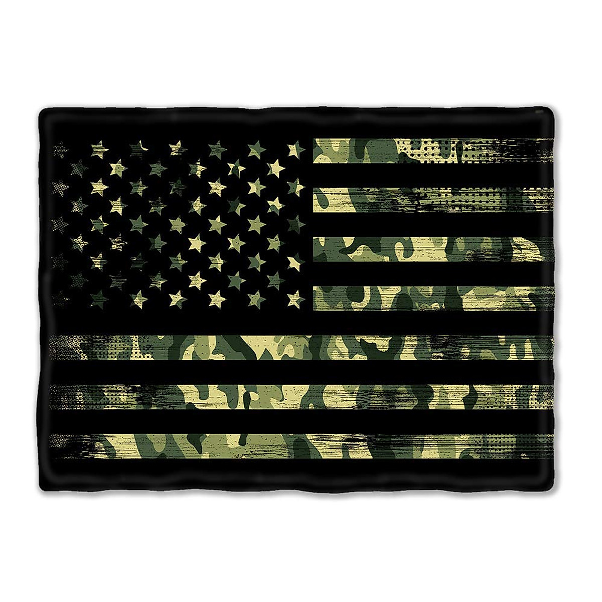 American Flag with Green Camo Baby Blanket Super Soft Microfiber Swaddling Blankets Wrap for Boys and Girls