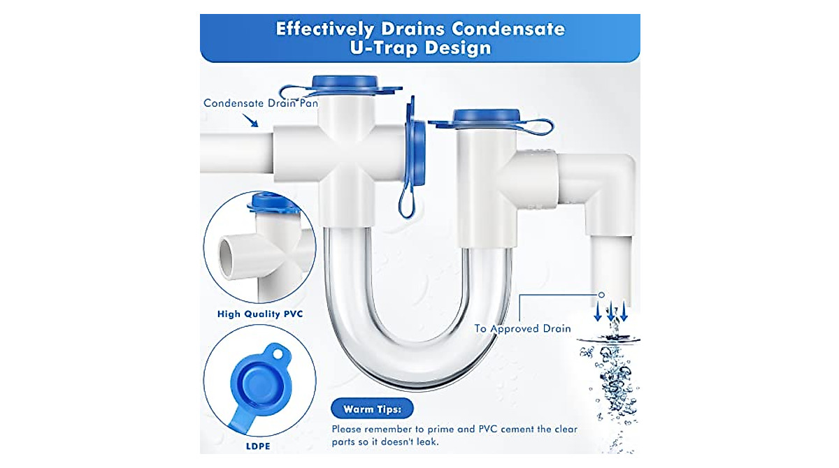3/4" Condensate Trap for HVAC & AC - Drains Effectively