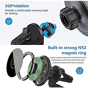 20W Magnetic Wireless Phone Holder Car Charger,Compatible with MagSafe Car Mount with Fast Charging Function,Wireless Magnet Car Phone Holder for iPhone 14/14 Pro/14 Pro Max/14 Plus and 13/12 Series