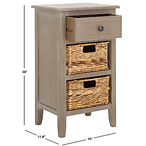 Safavieh Home Collection Everly Drawer White Wash 1-Drawer 2 Removable Baskets Side Table