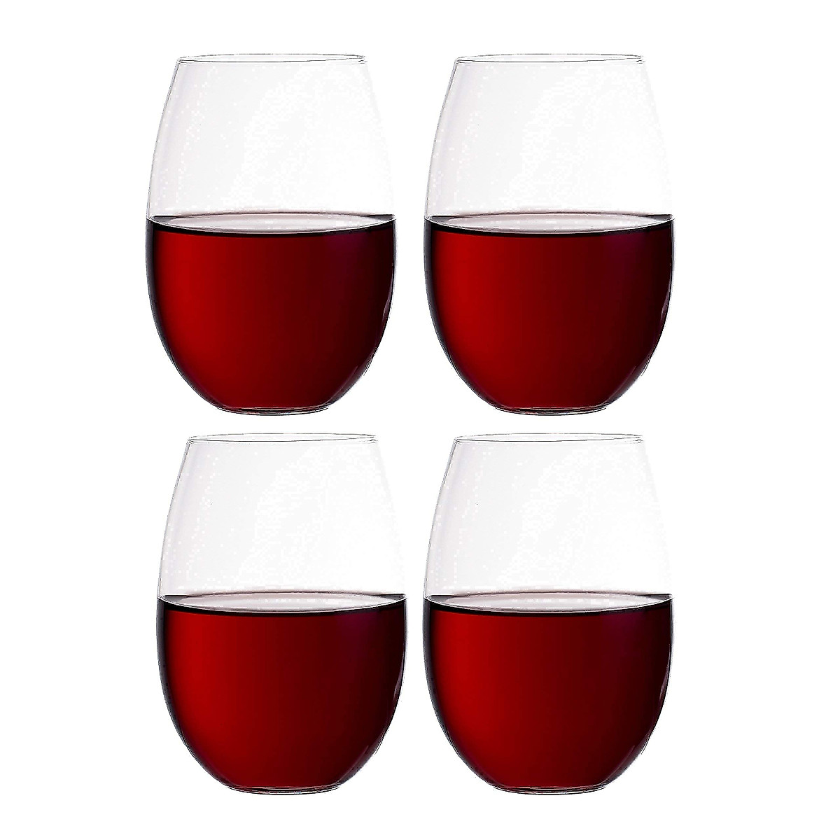 Royalty Art European Stemless White Wine Cups (4-Piece Set) Classic Craftsmanship, Elegant Hosting Glassware, Modern, Heavy-Duty Borosilicate Glass Crystal, Dishwasher Safe (Clear a)