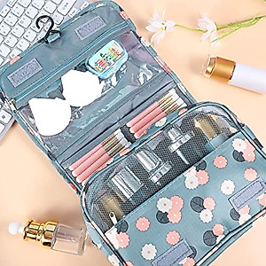 Pengxiaomei Toiletry Bag, Waterproof Hanging Cosmetic Bag Portable Travel Makeup Pouch Multifunction Handle Travel Toiletry Bag Organizer with Hook for Women Girls(Blue)