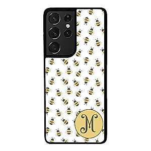 Honey Bumble Bee Personalized Black Rubber Phone Case Compatible With Samsung Galaxy S23 S23+ Ultra S22 S22+ S21 S21FE S21+ S20FE S20+ S20 Note 20 S10 S10+ S10e