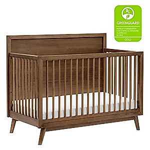 babyletto Palma 4-in-1 Convertible Crib with Toddler Bed Conversion Kit in Natural Walnut, Greenguard Gold Certified