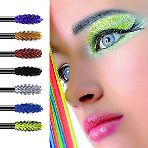 Eyret Waterproof Long-lasting Colorful Mascara Silver Smudgeproof Fast Dry Eye Lashes Curling Lengthening Thick Eyelashes Paste Beauty Makeup for Women and Girls (2#)