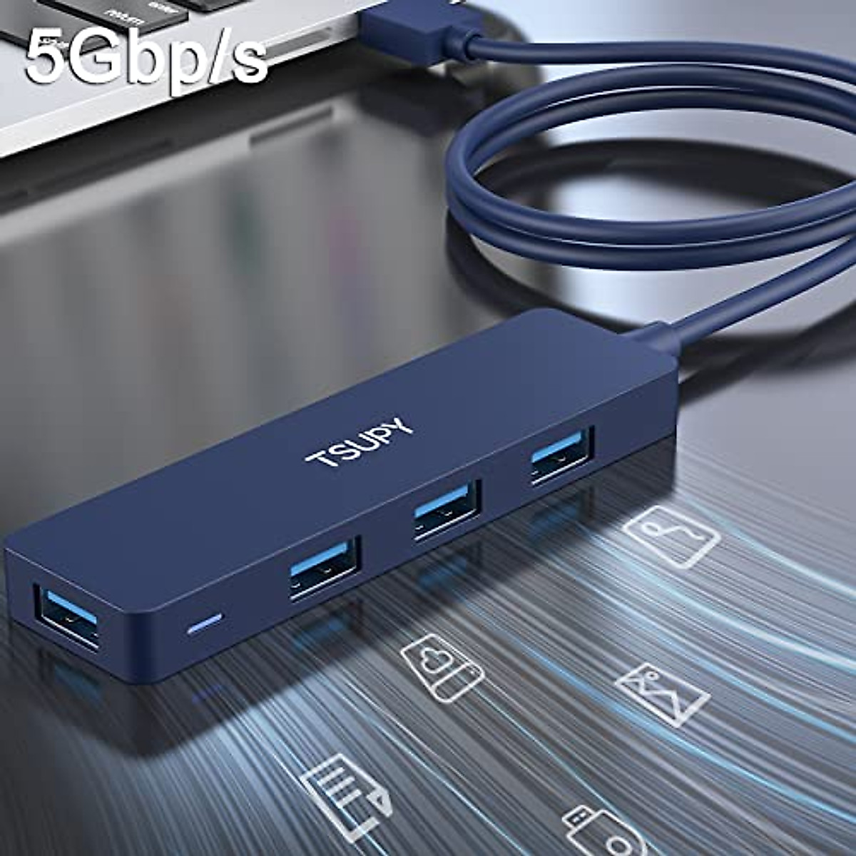 USB 3.0 HUB,TSUPY USB HUB 4 Port USB 3.0 Expander USB Data Hub with 3.3ft Extended Cable, Ultra Slim Portable Multiport USB 3.0 Splitter for MacBook,Laptop,PS4,Surface Pro,Printer,Mobile HDD